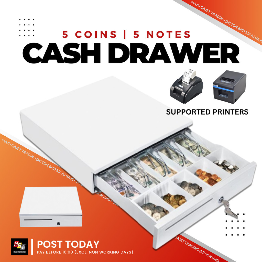 Cash Drawer Cashier Machine POS System Register Checkout Counter White ...