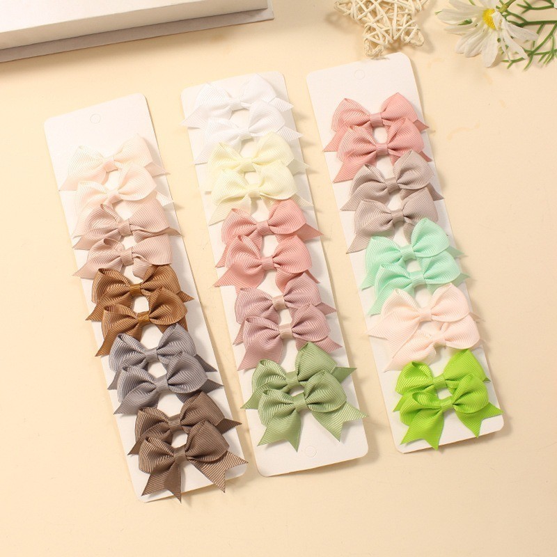 10 Pcs/Set bow Ribbon Hair Clips for baby Hair Pins Solid Color Simple ...
