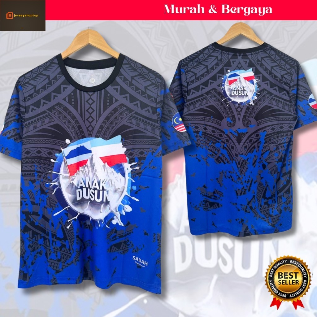 Baju T-shirt Jersey Sukan Sabahan Borneo Anak Dusun Bajau Bugis Murut ...