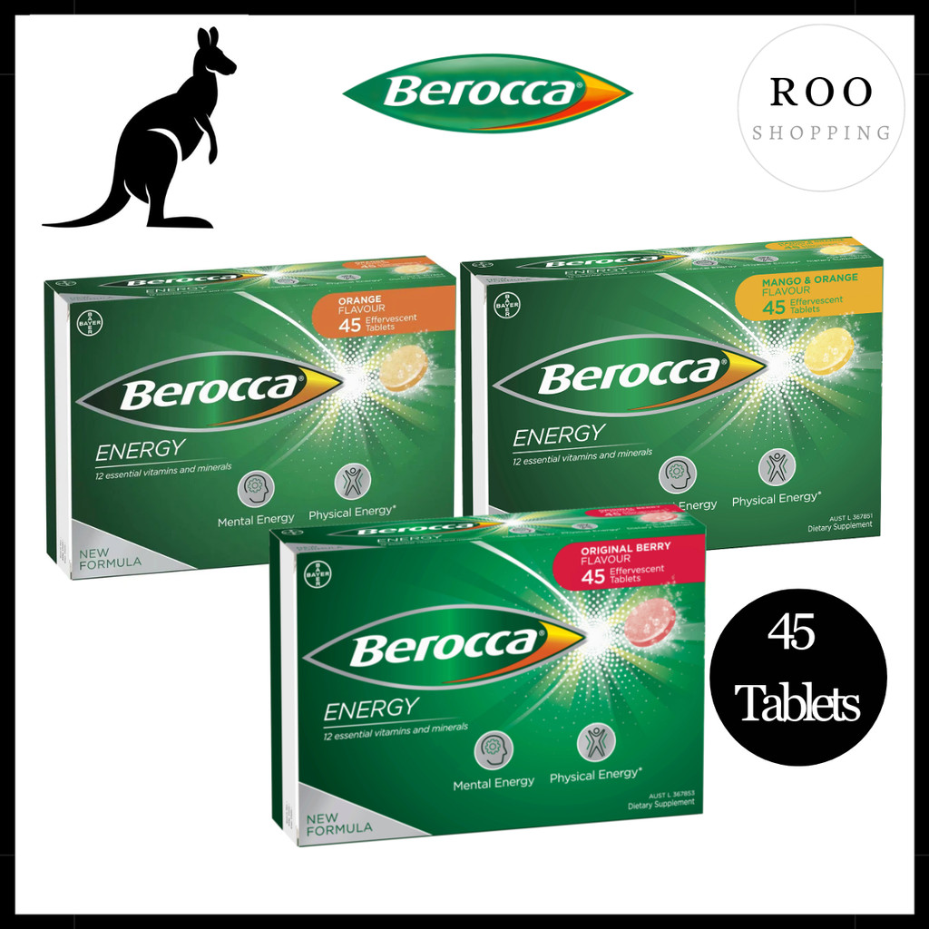 Berocca Energy Vitamin C Vitamin B Zinc Effervescent 45 Tablets (New ...