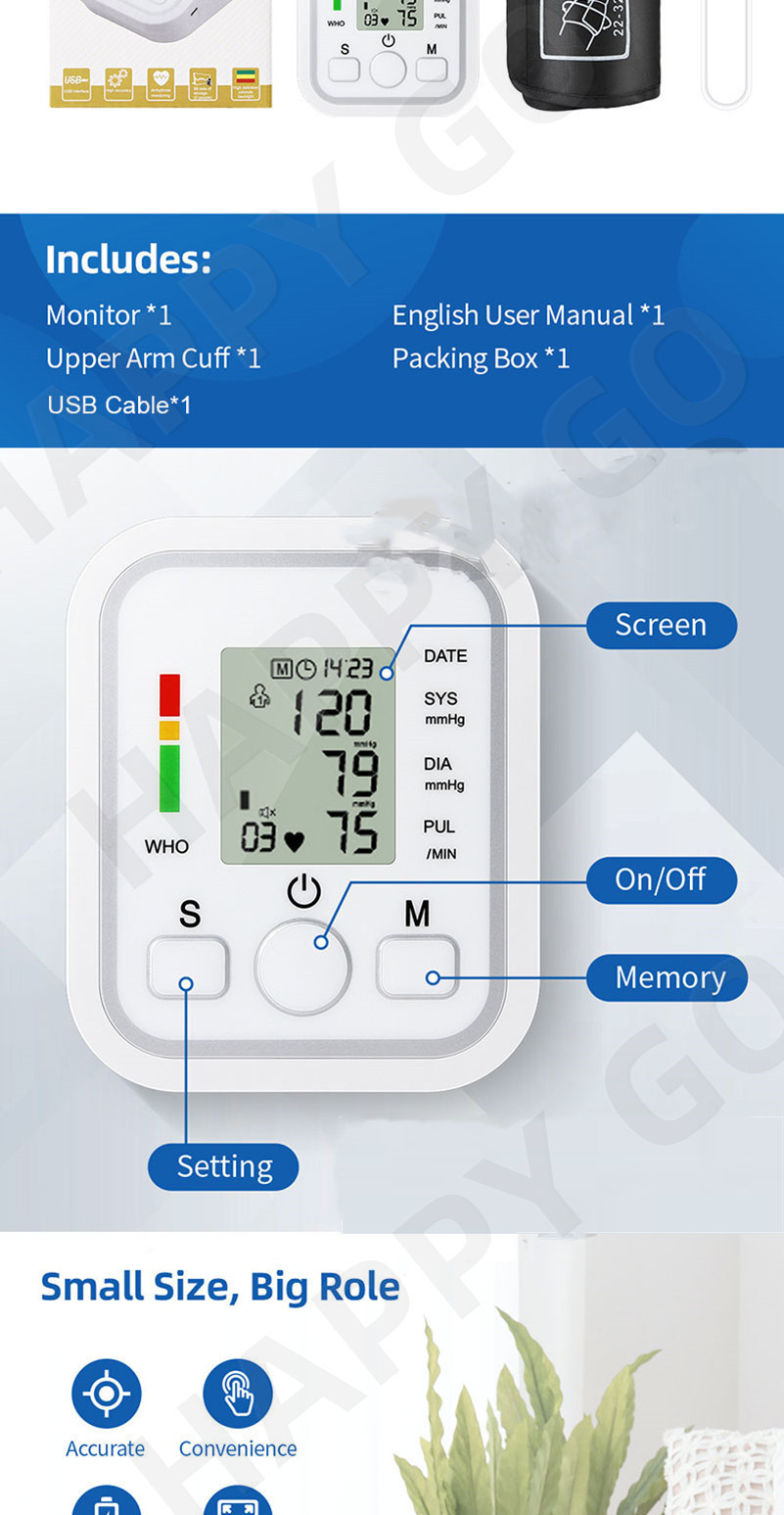 Blood Pressure Monitor Heart Beat Monitor BP Cuff Arm Blood Pressure ...