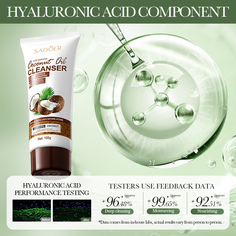 ROREC SADOER Nourishing Coconut Oil Cleanser Purify Pores Deep Cleansing Whitening Refreshing ...