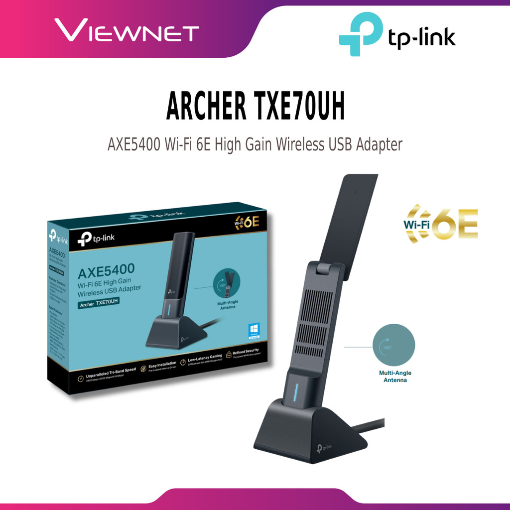 TP-LINK ARCHER TXE70UH AXE5400 WI-FI 6E HIGH GAIN TRI-BAND WIRELESS USB ADAPTER WITH LOWER ...