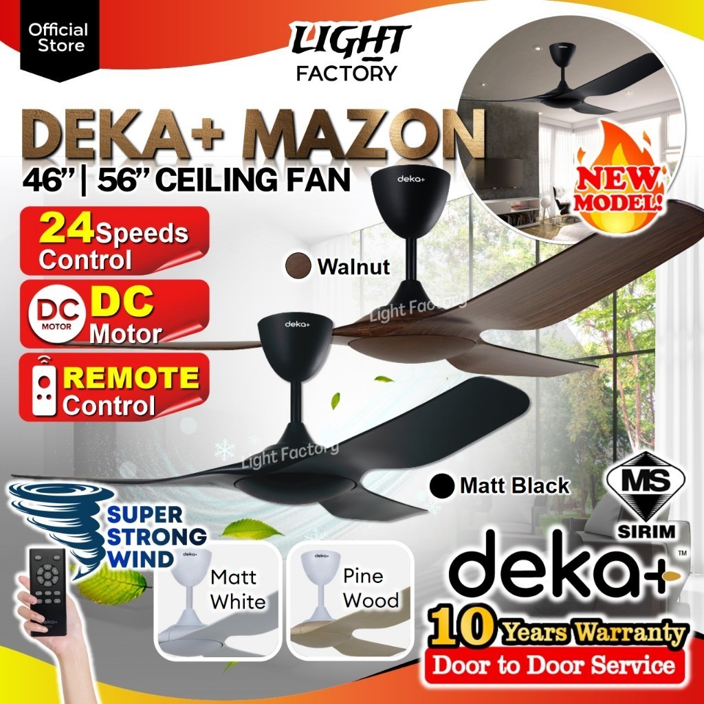 🔥2024 NEW🔥DEKA+ MAZON 46'' 56'' 3 Blades DC Motor Ceiling Fan 24 Speeds ...