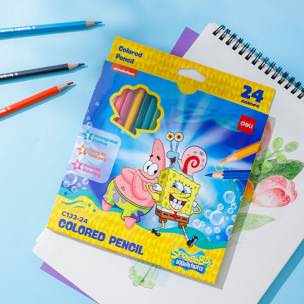 Deli SpongeBob SquarePants Series Colour Pencil 12/18/24 Color 3mm Tip ...
