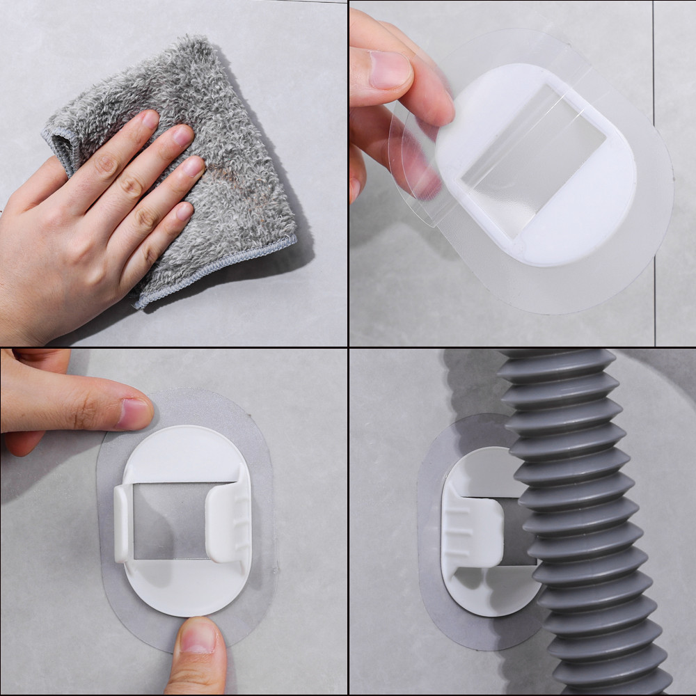 4 Pcs Self-adhesive No-drill Washing Machine Drain Hose Holder White ...