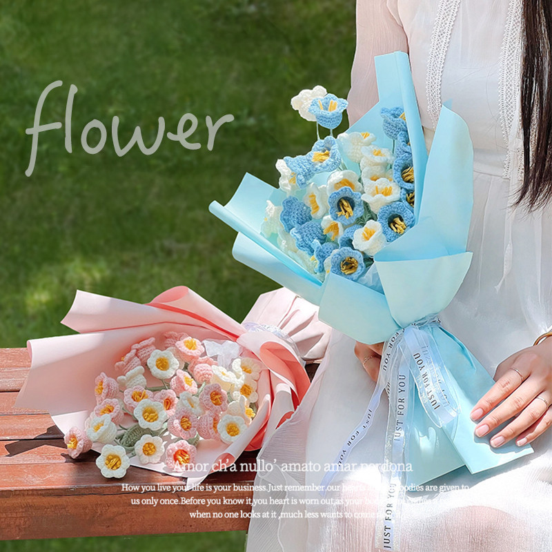 Hand-woven Candy Color Flowers Cute Crochet Flower Lily of The Valley ...