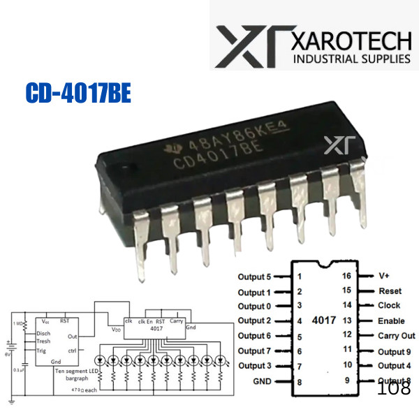 CD4017BE Decade Counter Divider IC CD4017 4017 TechMakers | Shopee Malaysia