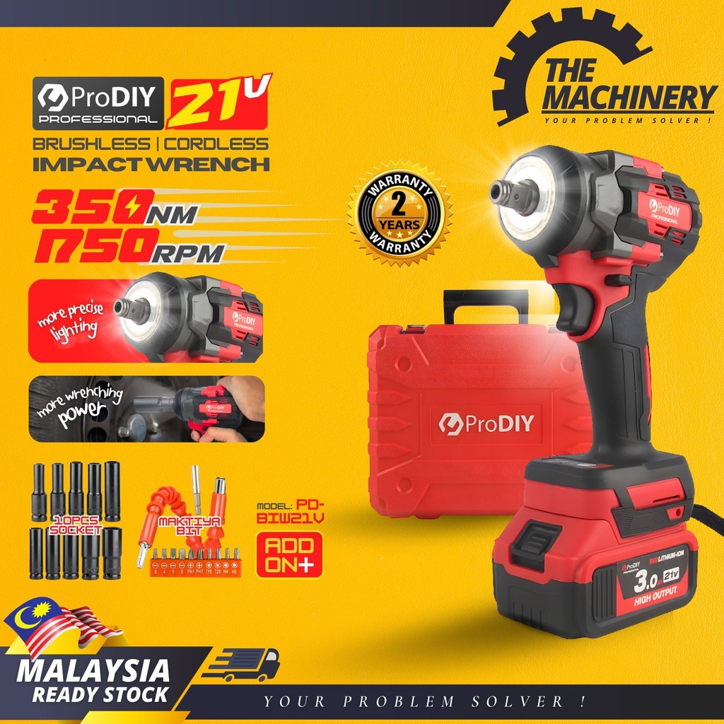 Heavy Duty PRODIY PD-BIW21V Brushless Motor Cordless Impact Wrench ...