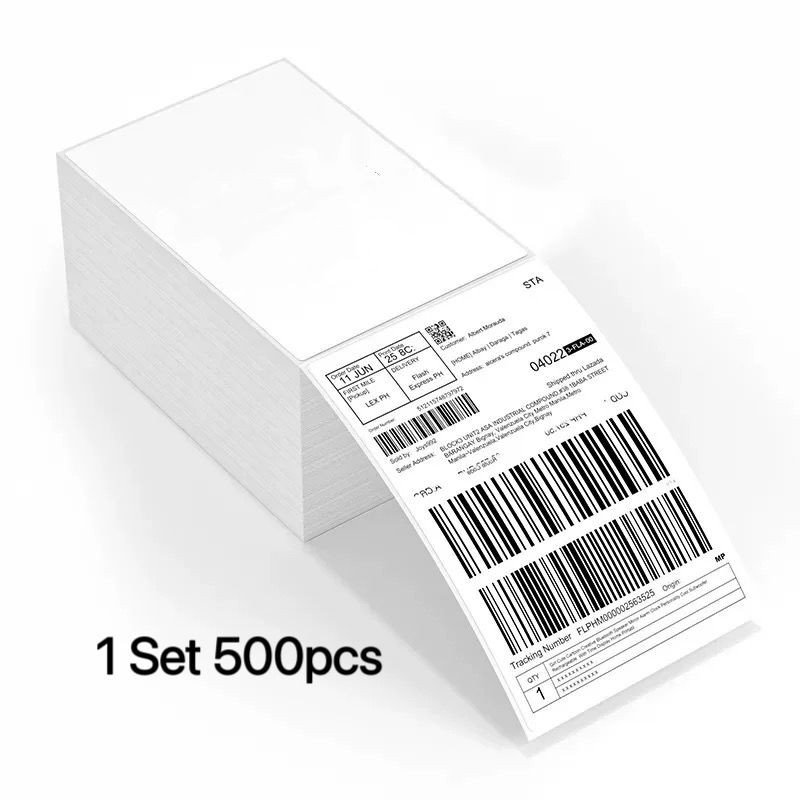 500 pcs 100 mm x 150 mm Thermal Paper Barcode Label Airway Bil Shipping ...