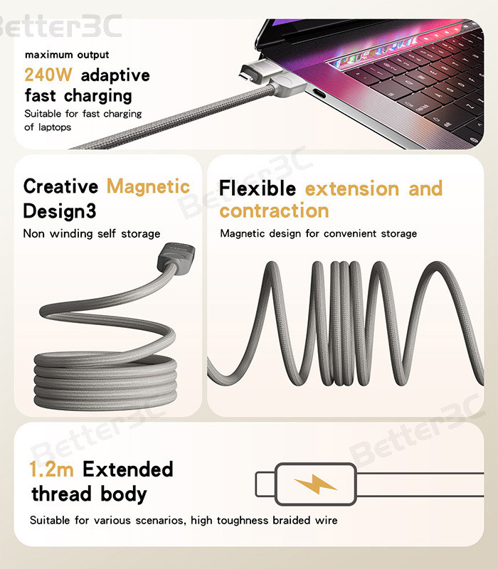 PD240W Super Fast Charging USB to Type C Cable Zinc Alloy Shell ...