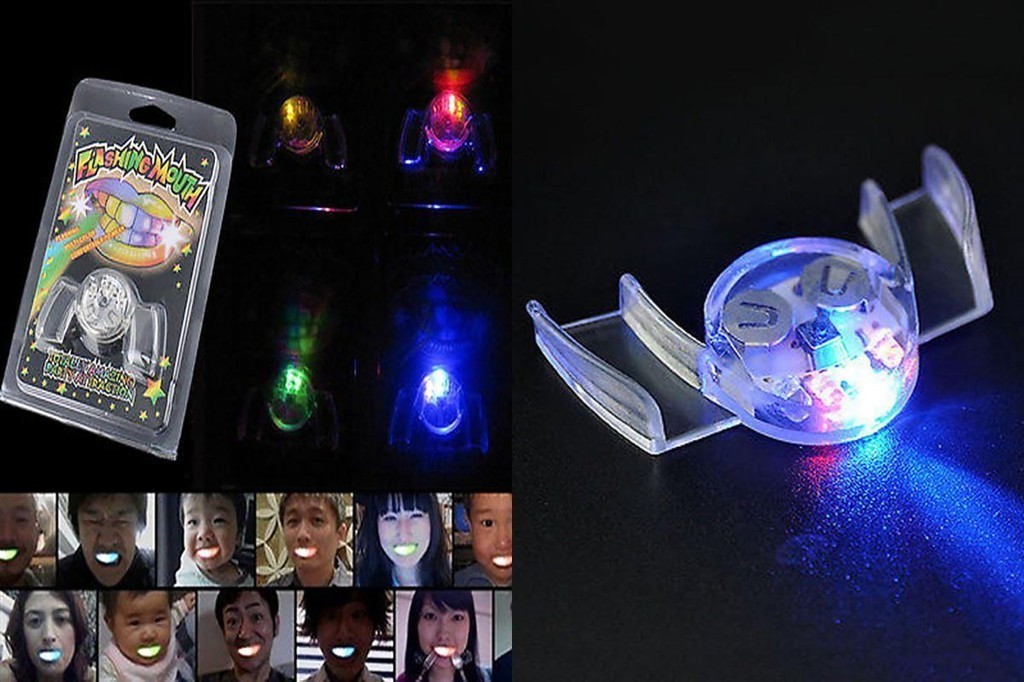 Moon Flashing Mouthpiece Flashing Mouth Glows Rubber LED Mouth Piece ...