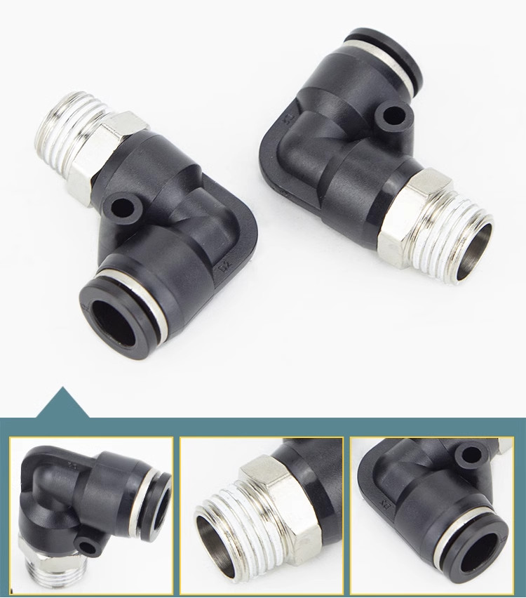 Right Angle Pneumatic Trachea Quick Plug Joint Male Thread Elbow PL8-02 ...