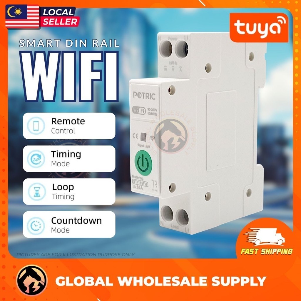 Tuya WiFi Smart Circuit Breaker With Power Monitor 1P 40A DIN Rail For ...