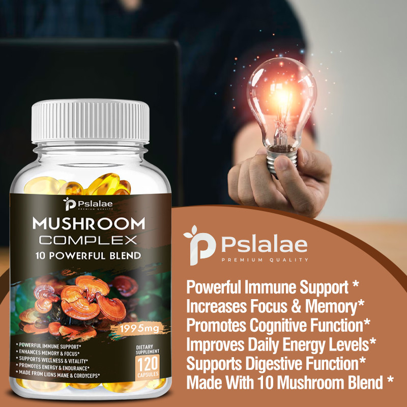 Pslalae Mushrooms Lion's Mane and Cordyceps Reishi and Chaga Capsules ...