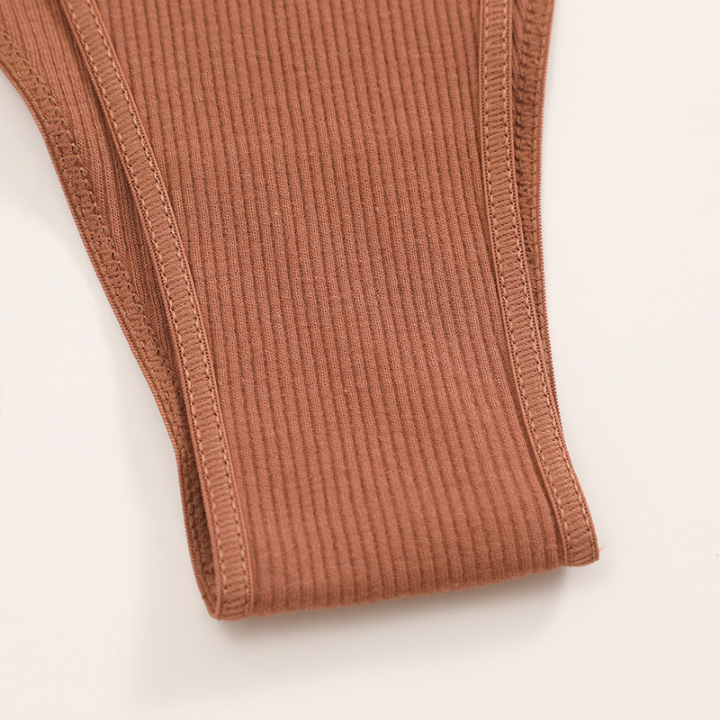 FINETOO Cotton Panties for Women Thong Underwear Solid Color Intimates ...