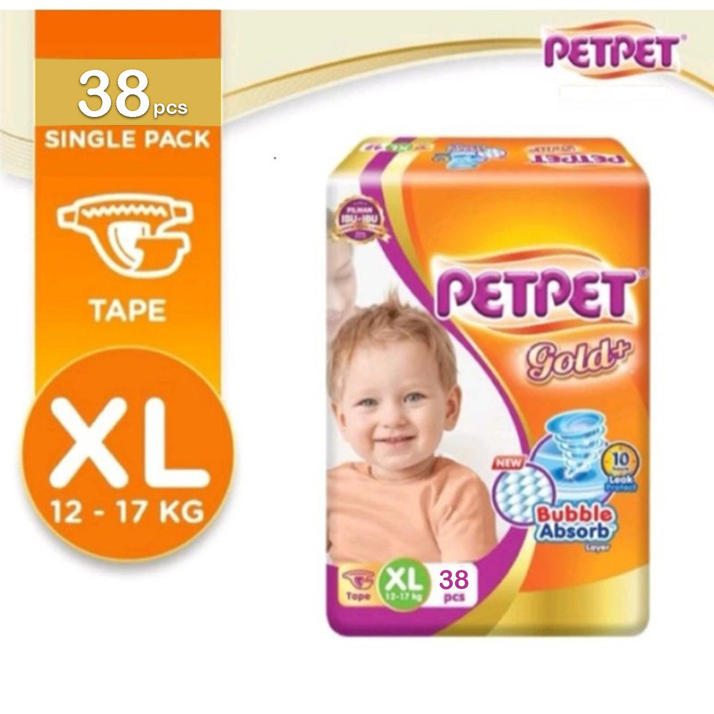 PetPet Tape Diaper Gold+ Jumbo Pack M48 / L44 / XL38 | Shopee Malaysia