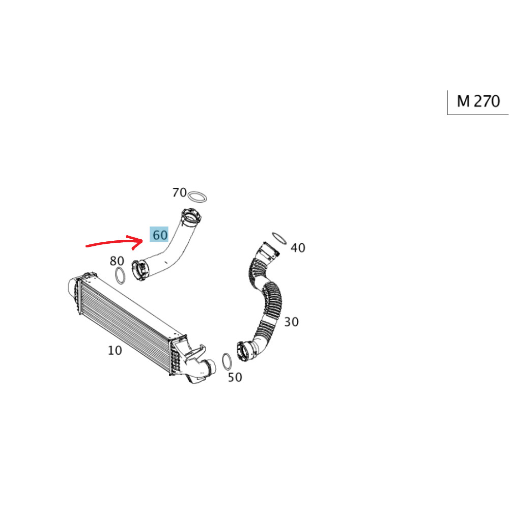 Original Mercedes Benz Inter Cooler Hose R/H W117 W156 W176 W242 W246 ...