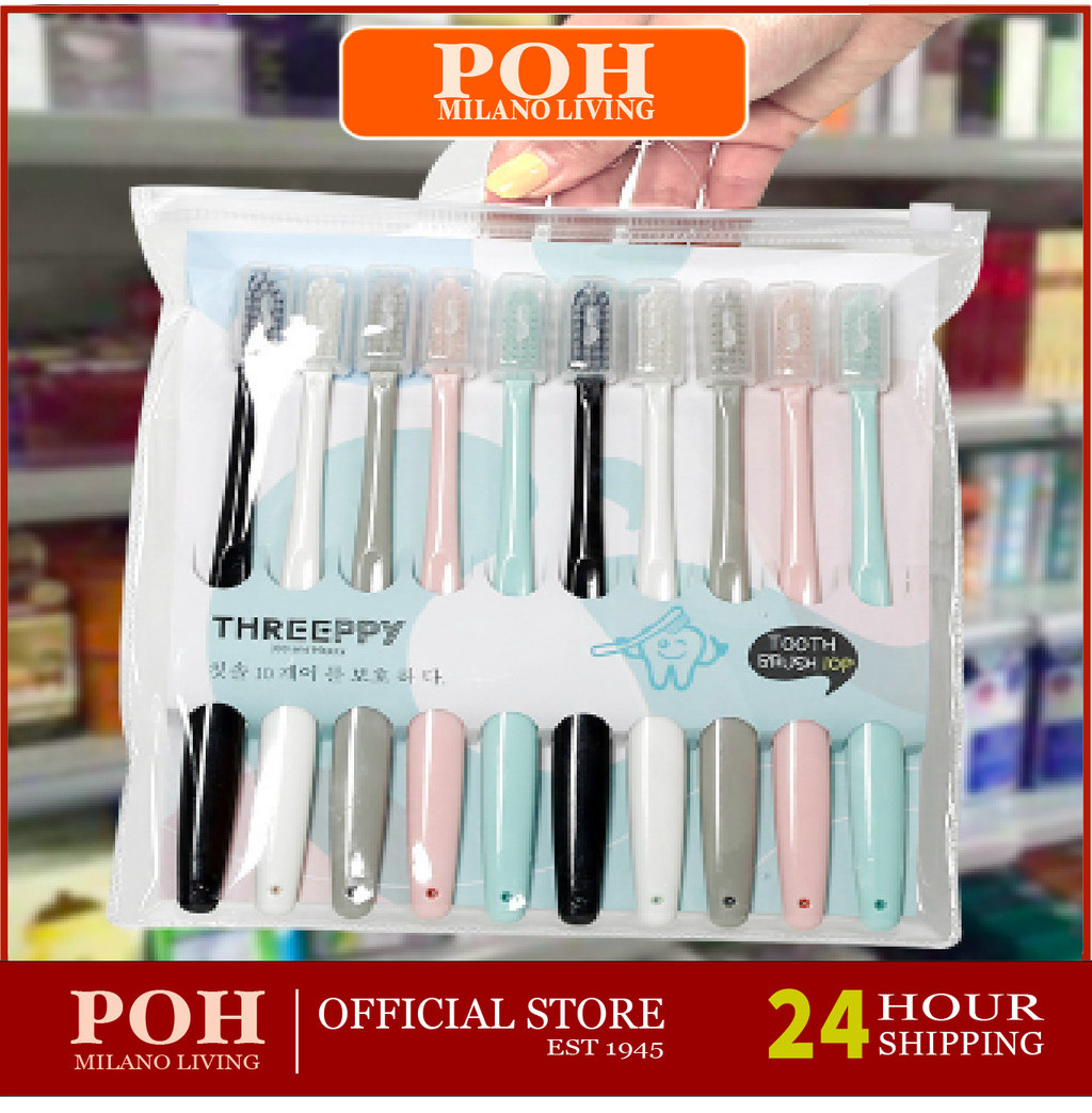 🔥READY STOCK🔥POH 10PCS Japanese Toothbrush Soft Bristle Ultra-Fine ...