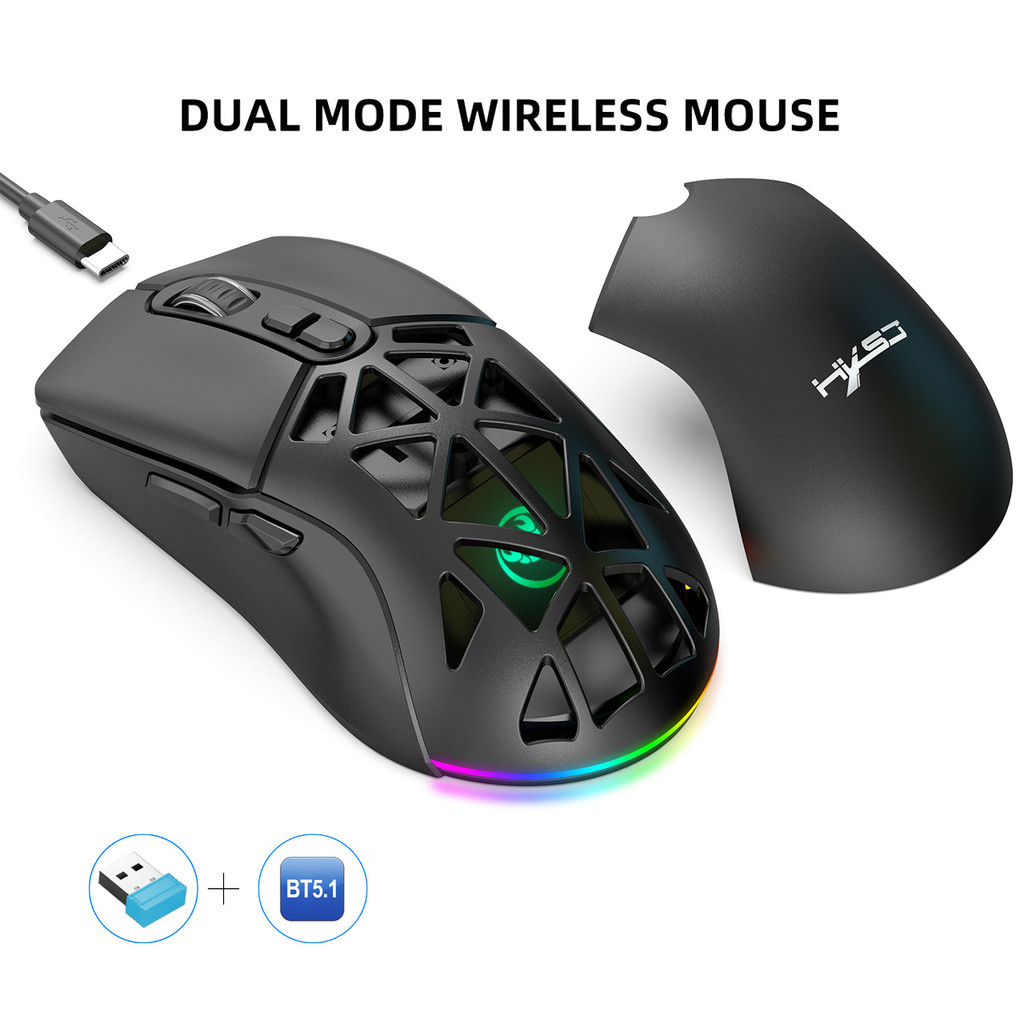 Wireless Dual-mode Mouse Gaming Mouse Backlit 4800dpi Customized Macro ...