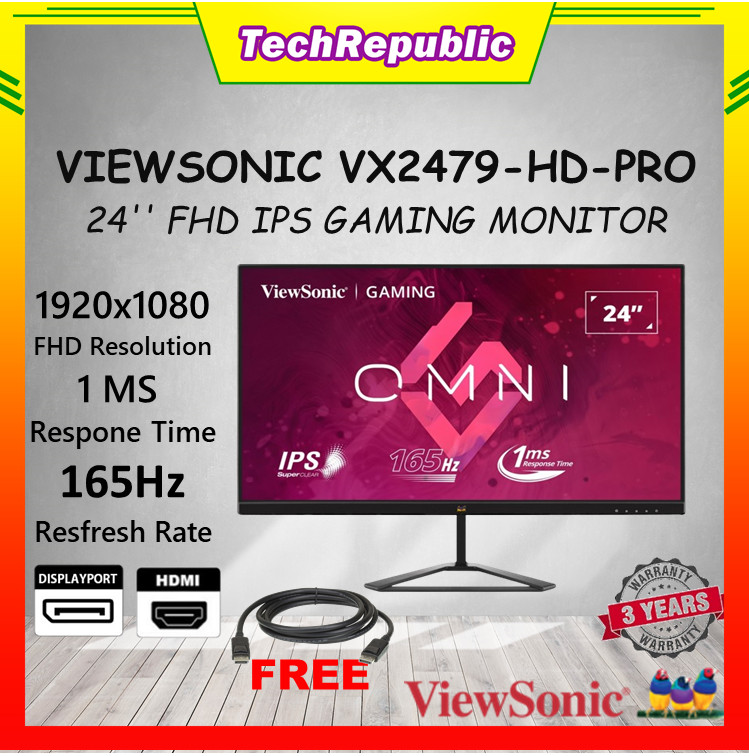 VIEWSONIC VX2479-HD-PRO 24"GAMING MONITOR (1920 X 1080 ,165 Hz,1 Ms ...