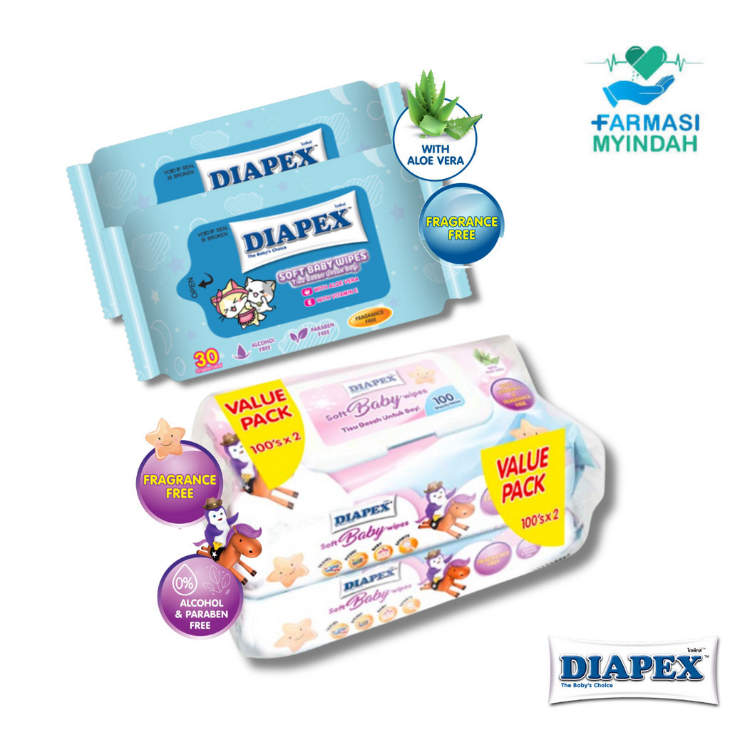 Diapex Soft Baby Wipes (2X30's / 2X100's) | Shopee Malaysia
