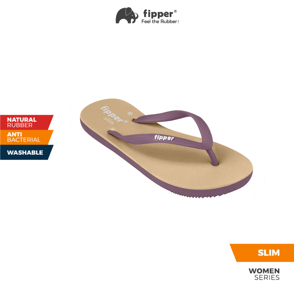Fipper Slim Rubber Slipper for Women in Brown (Tan) / Purple (Gloxinia ...