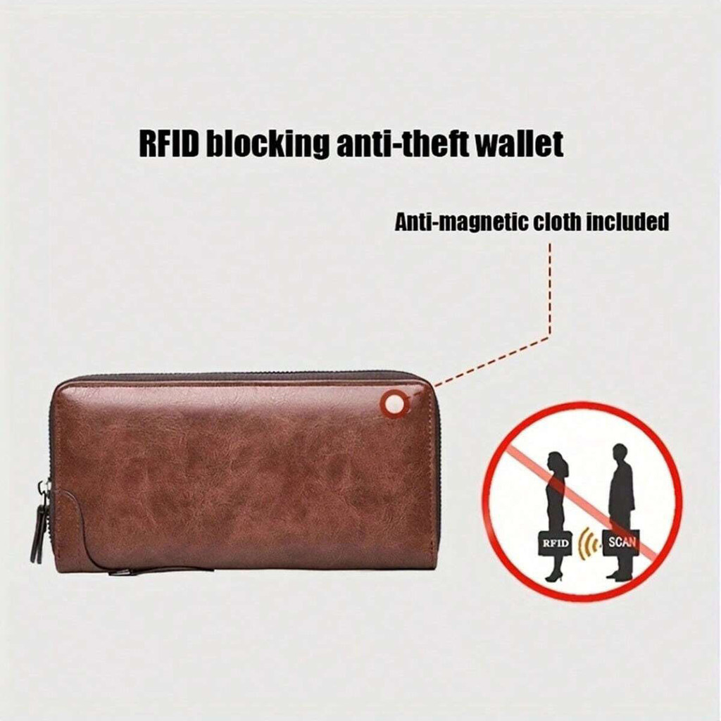 Summer New PU Leather Men Wallet Anti Theft Design Long Style Coin ...