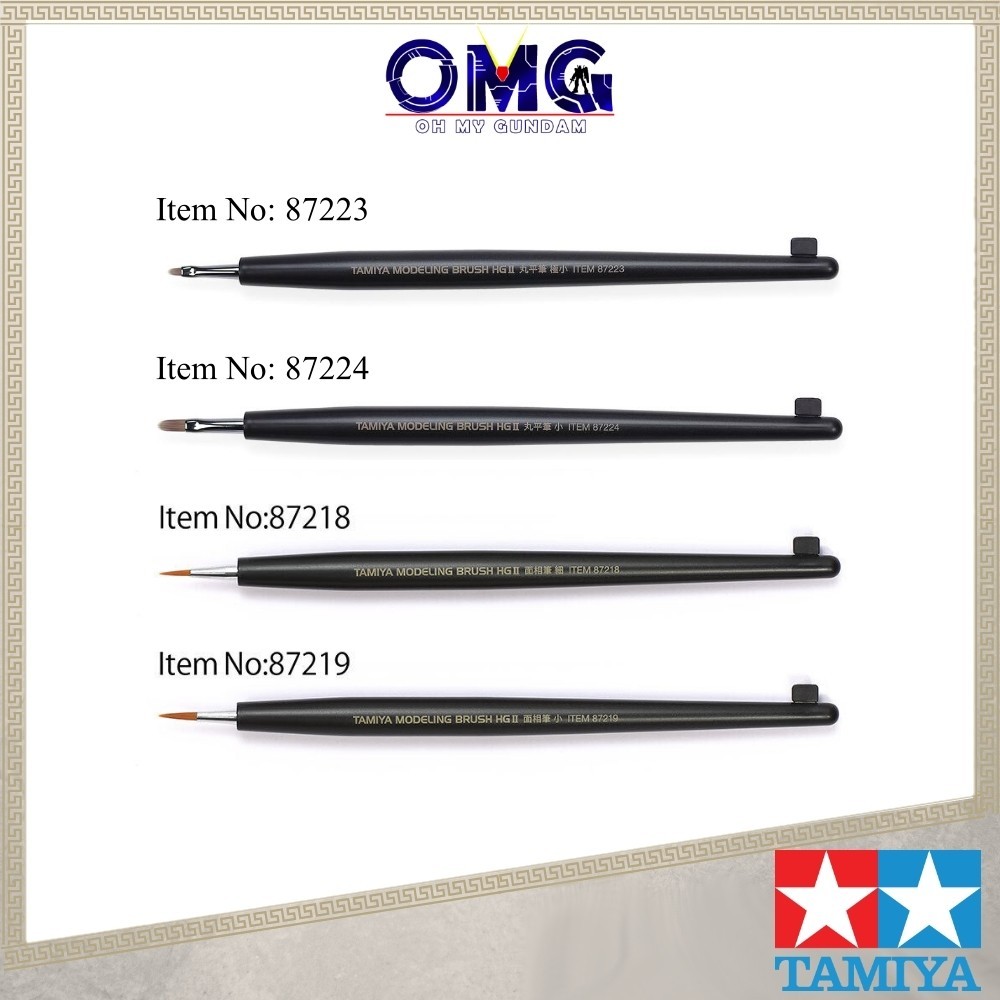 Tamiya Modeling Brush HG II Series Pointed Brush Rounded Flat Brush ...
