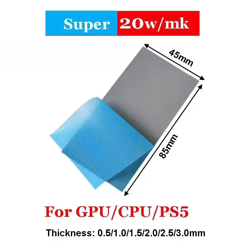 Thermal Pad GPU 20W/MK For SSD GPU CPU LED Heatsink Cooling Conductive ...