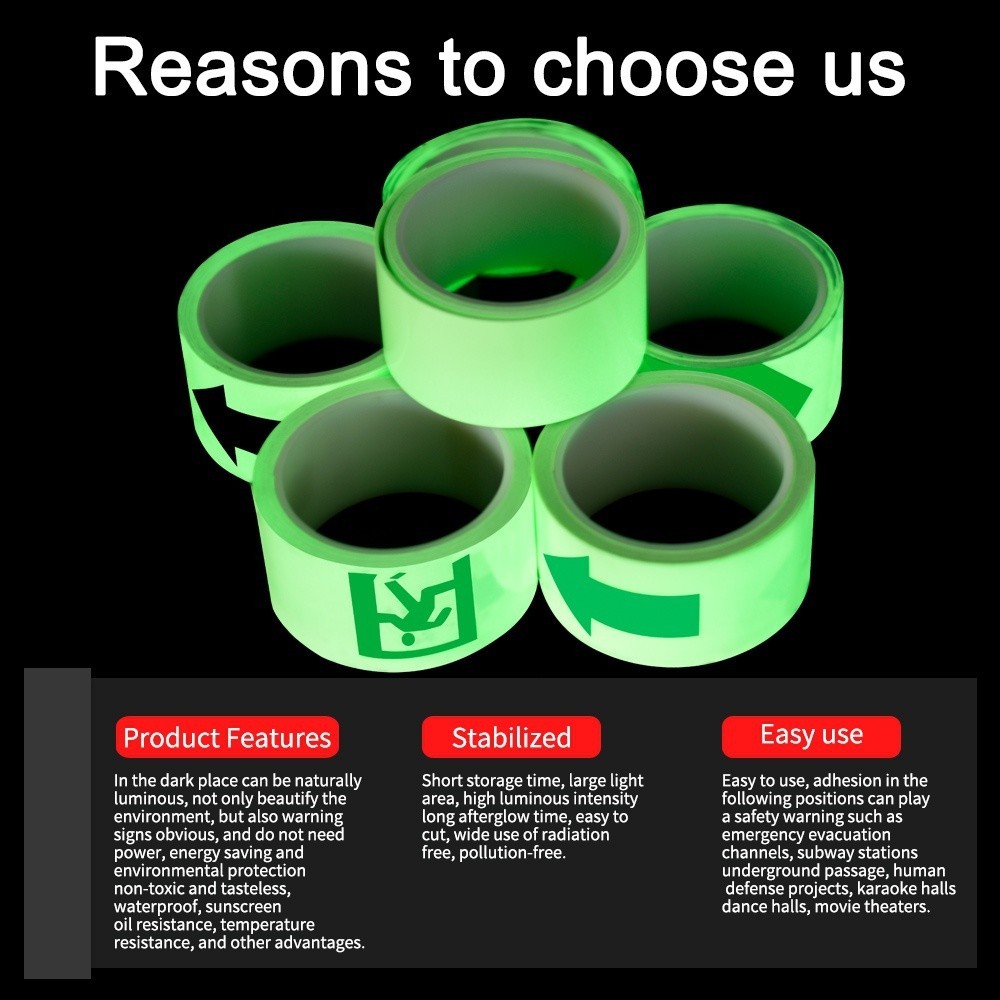 5 Meters Luminous Reflective Tape Glow In The Dark Tape Self-luminous ...