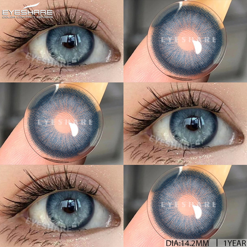 EYESHARE Gray Big Eye Contact Lenses 14.5mm Annual Use of Soft Lenses ...
