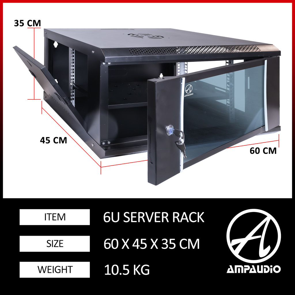 AmpAudio 6U Server Rack Wall Mount Server Rack (FREE TRAY) | Shopee ...