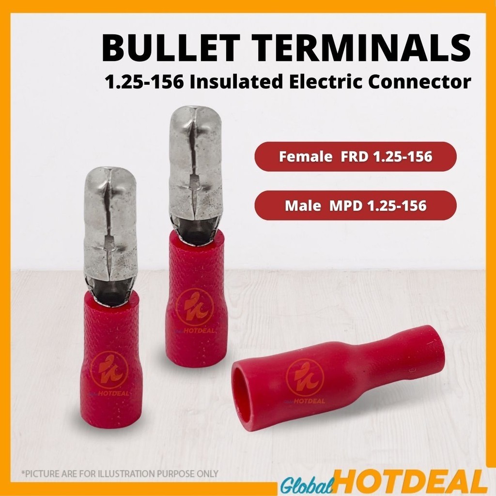 1PC MALE/ FEMALE MPD /FRD1.25-156 BULLET Insulated Terminals Electric ...