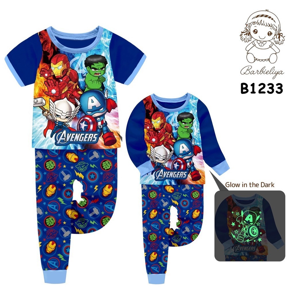 B1233 avengers Glow in the Dark Sleepwear / Baju Tidur (3 -14y ...
