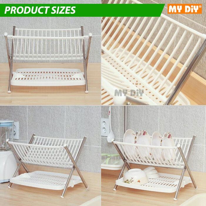 MULTIFUNCTION FOLDING KITCHEN DISH RACK / RAK PINGGAN MANGKUK 2 TINGKAT ...