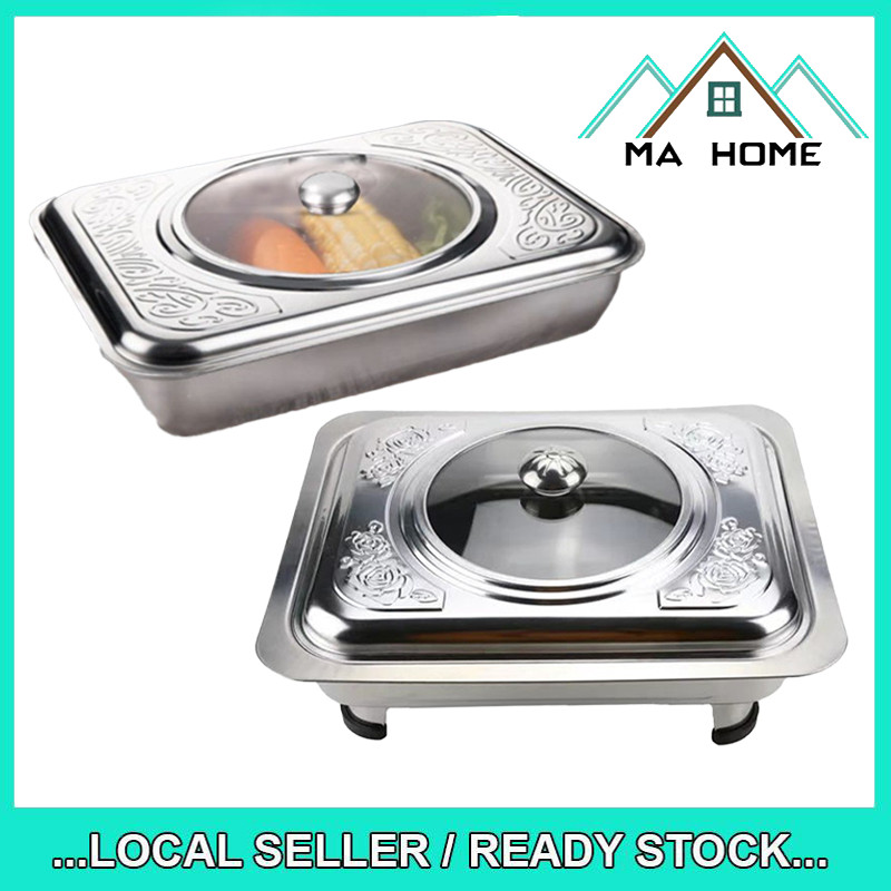 MA Home Buffet Tray Stainless Steel Four-Legged Buffet Stove Food ...