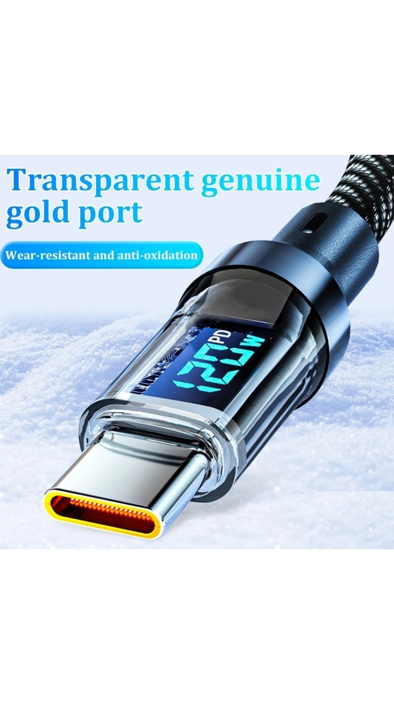 New 120W LED Digital Display Fast Charging USB Type C Cable USB C to ...