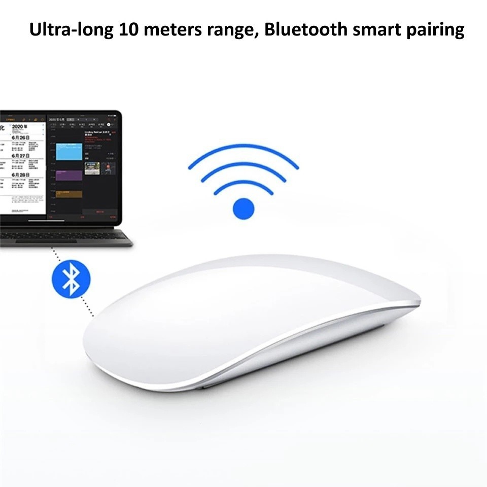 Bluetooth 5.0 Wireless Rechargeable Mouse Silent Multi Touch Mice Ultra ...