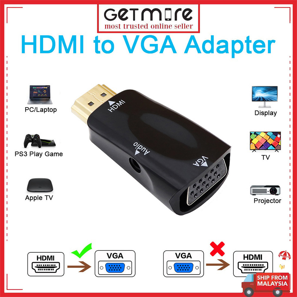 HDMI to VGA Adapter With Audio Cable 1080P HDMI to VGA Converter for PC ...