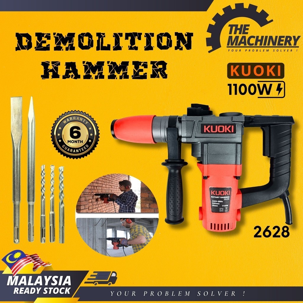 KUOKI Electric Demolition Rotary Hammer Pick Hammer And Drill Bit Heavy ...