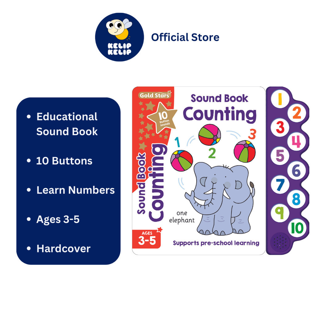 Gold Stars Counting 10 Button Educational Sound Book for Kids to Learn ...
