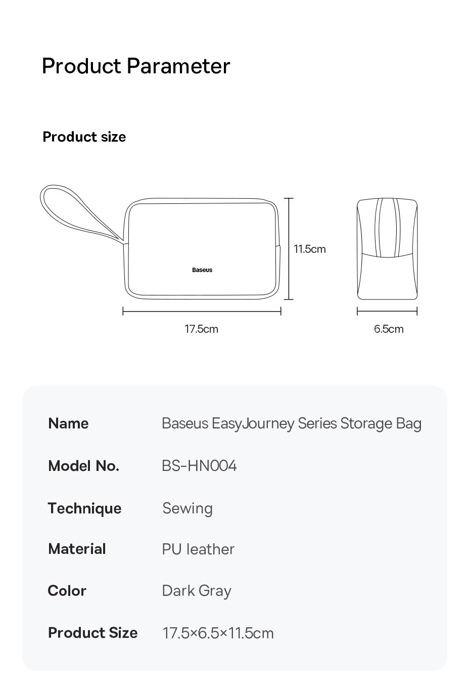 Baseus Organizer Bag Zipper Storage Case for Earphone Power Bank Cable ...