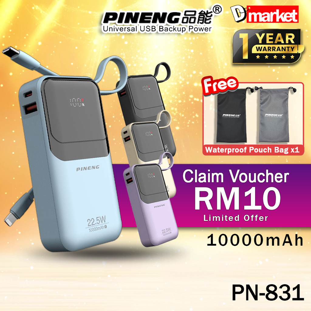 Pineng PN-831 10000mAh Powerbank 22.5W Fast Charging Powerbank Mini ...