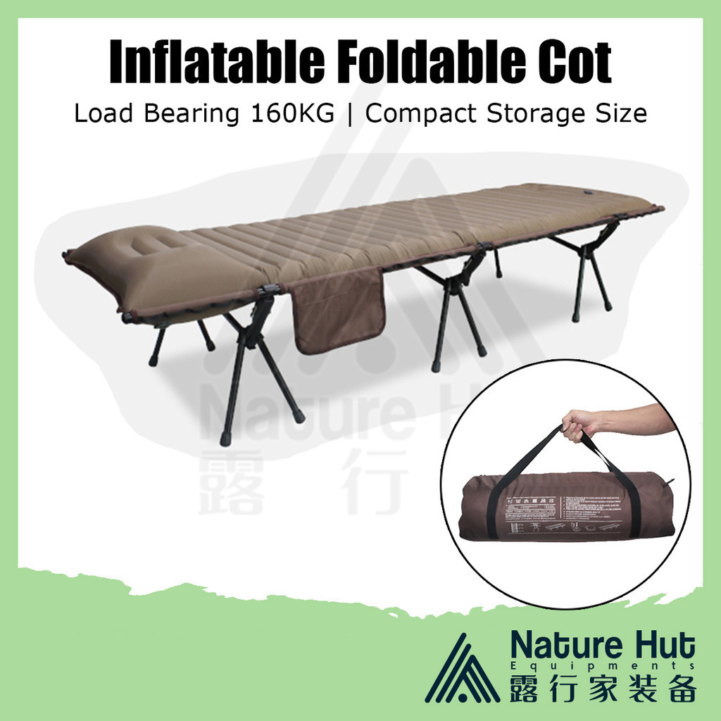 Inflatable Camping Cot Foldable Outdoor Army Bed Folding Inflating ...