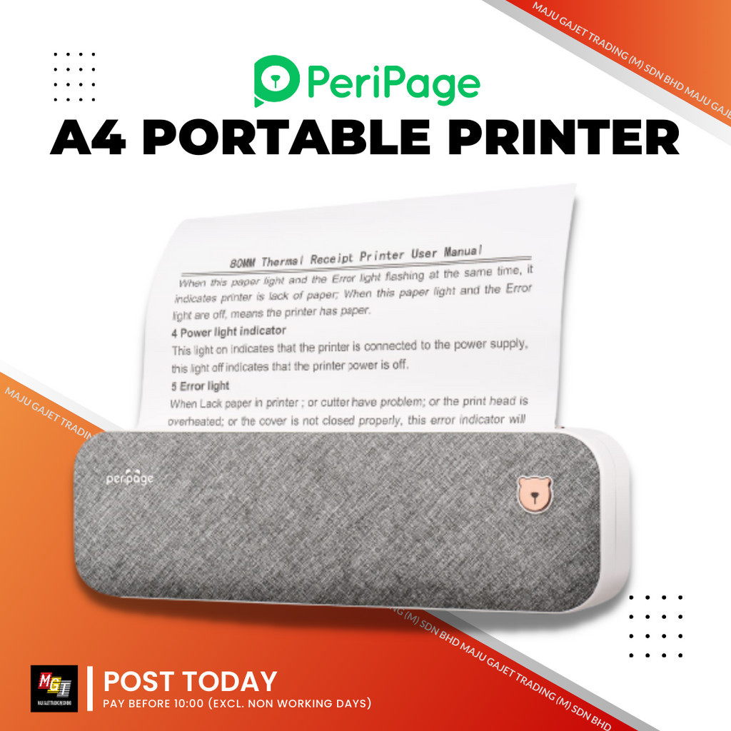 Peripage A4 Portable Wireless Printer Thermal A40 Inkless Label ...
