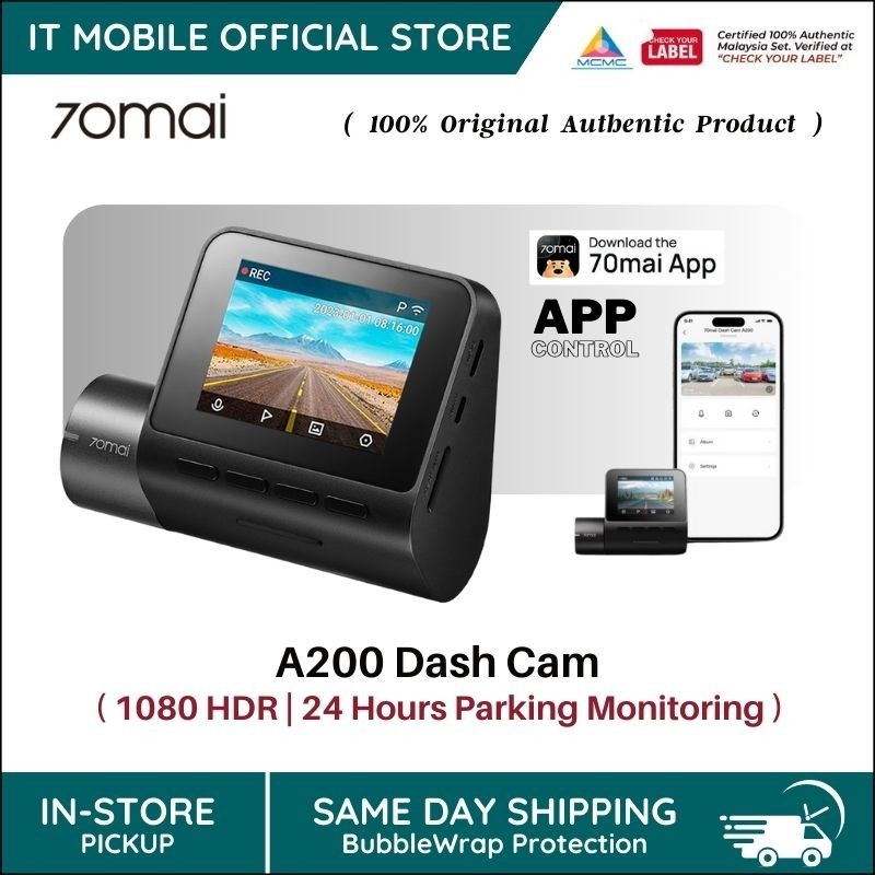 70mai A200 Dash Cam | Dual Channel 1080P | Full HD+ HDR | 24H Parking ...