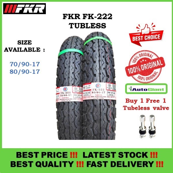 TAYAR FKR FK-222 FK222 70/90-17 | 80/90-17 TYRE (TUBELESS) | Shopee ...