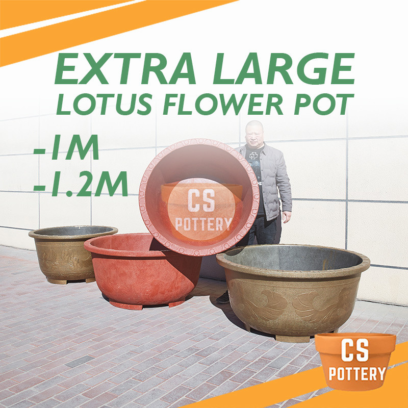 1M / 1.2M Extra Large Lotus Flower Pot Water Lily Plastic Pots Outdoor ...