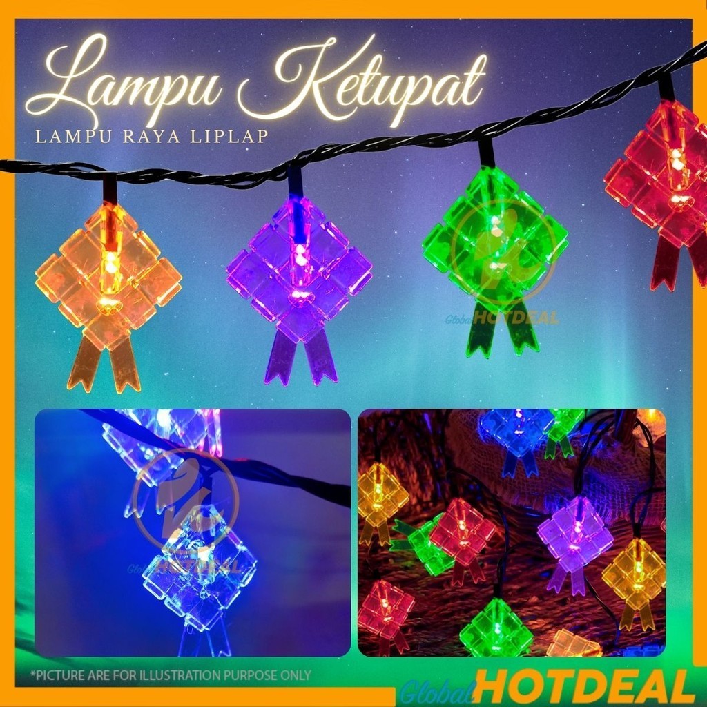 Lampu Raya Liplap Ketupat Flashing Light String Light Fairy Light Raya ...